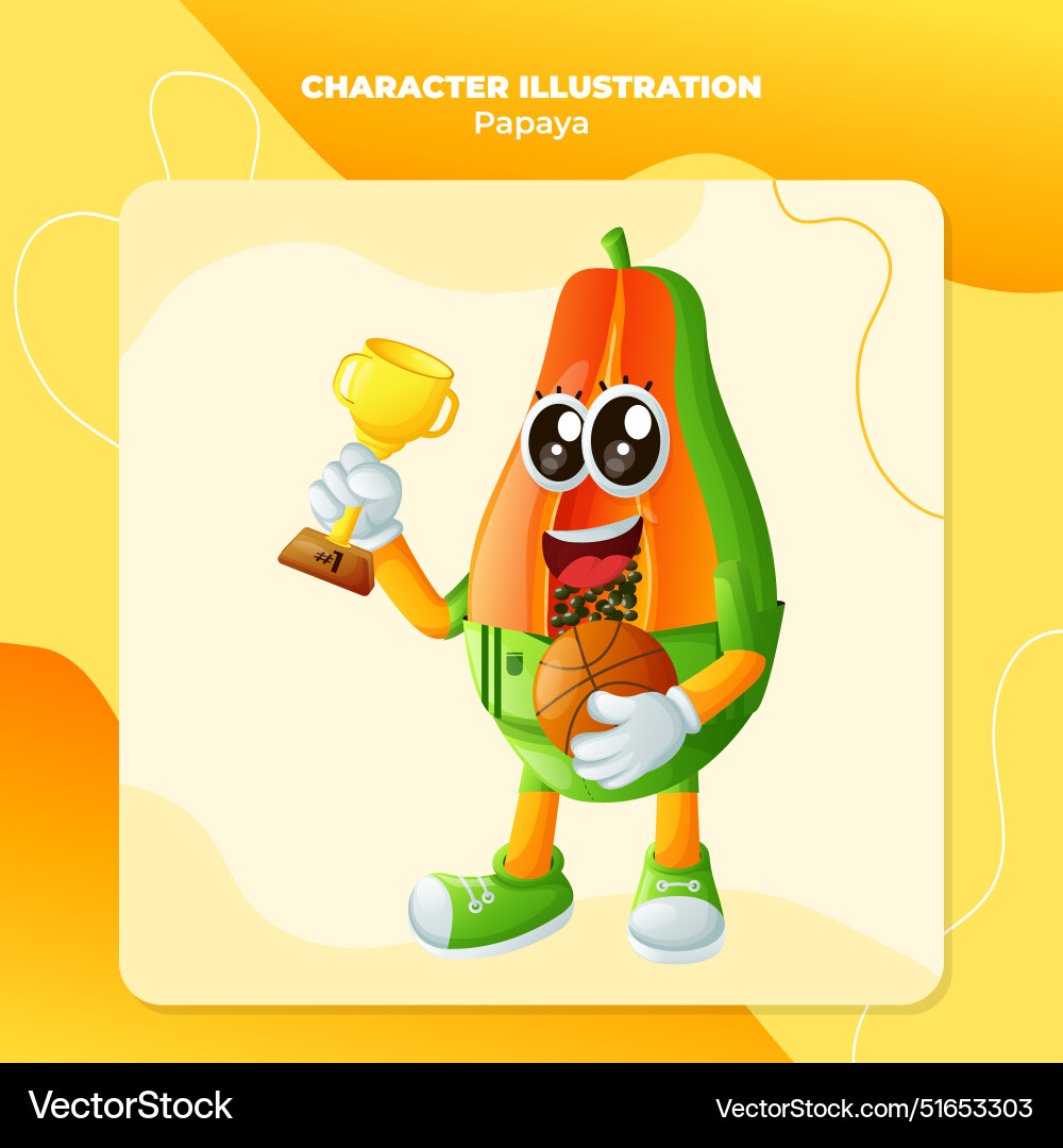Cute papaya characters playing basketball Vector Image