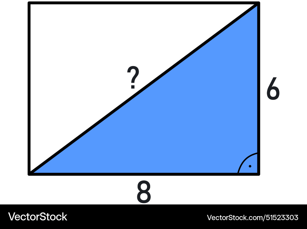 Example for calculating the diagonal of rectangle Vector Image
