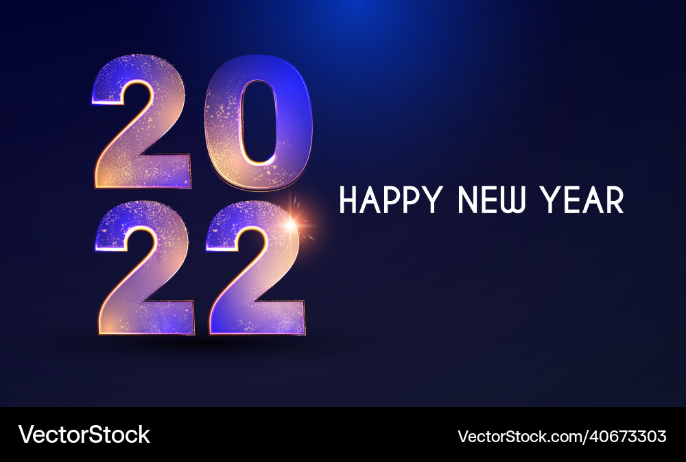 Happy new 2022 year elegant text with light Vector Image