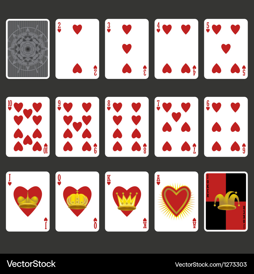 Heart suit playing cards full set Royalty Free Vector Image