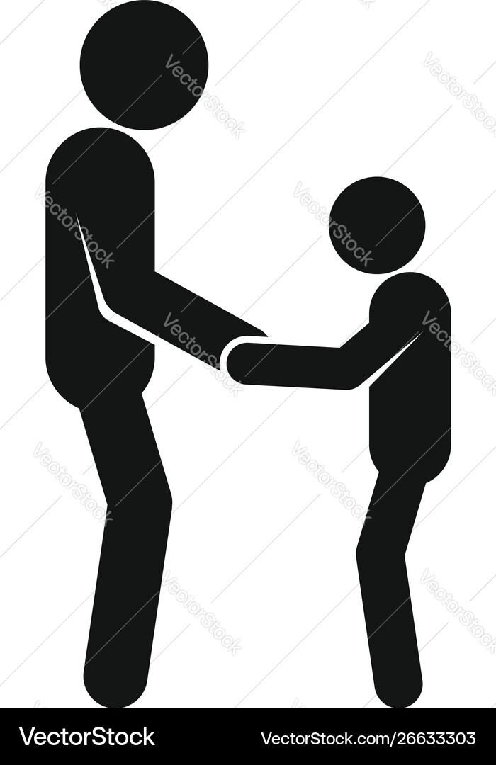 Kid help senior man icon simple style Royalty Free Vector