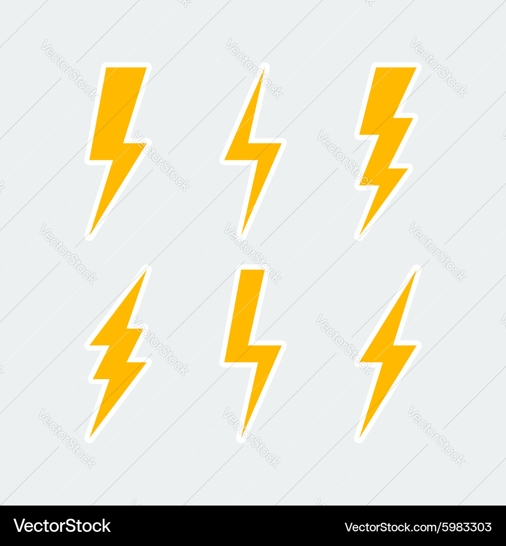 Lightning bolt icons set Royalty Free Vector Image