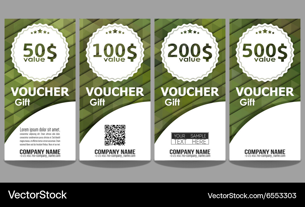 Set of modern gift voucher templates polygonal Vector Image