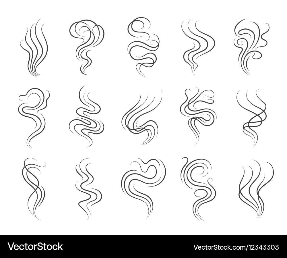 Smoke smell line icons Royalty Free Vector Image