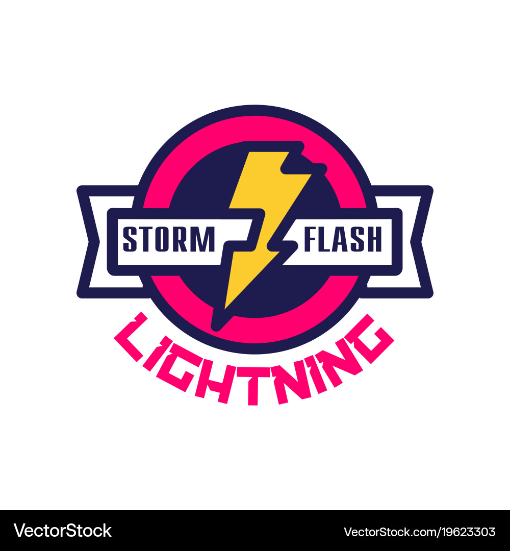 Storm flash lightning logo badge Royalty Free Vector Image