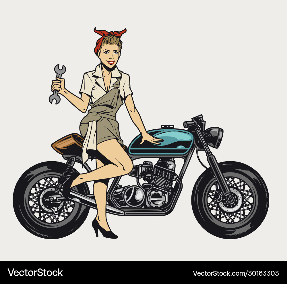 Vintage Pin-Up Motorcycle Royalty Free Vector Image
