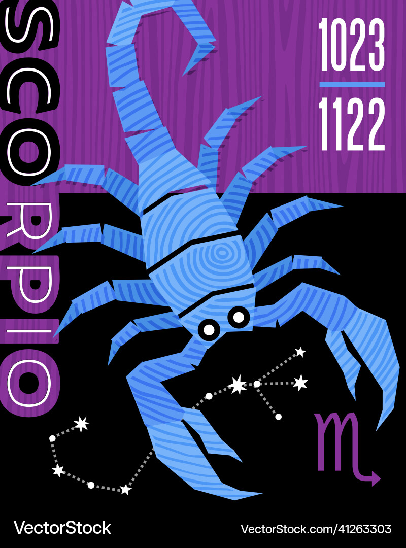 Zodiac sign scorpio abstract retro design Vector Image
