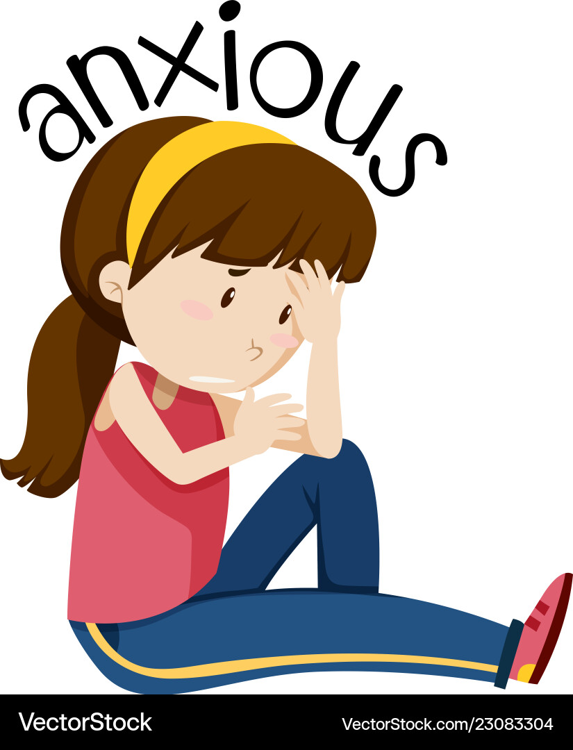 A girl having anxious Royalty Free Vector Image