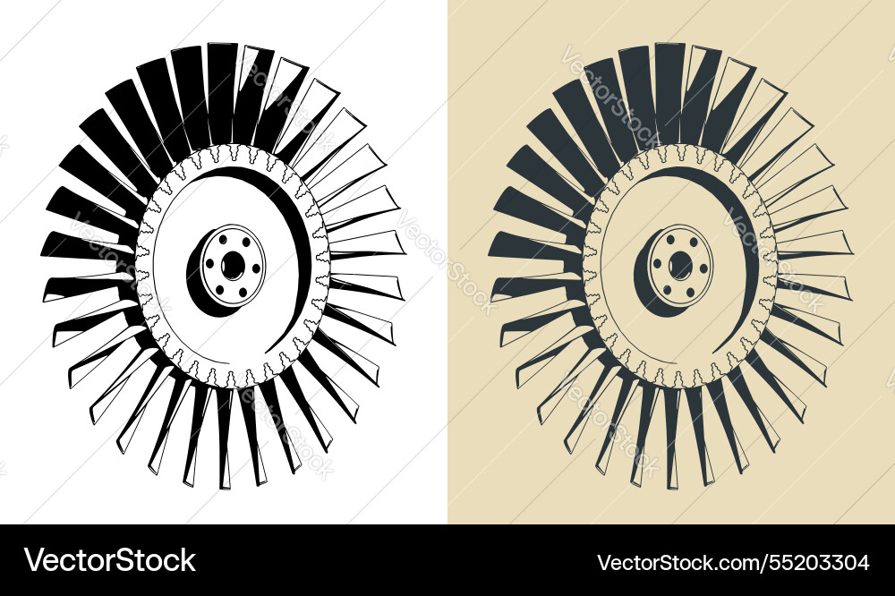 Compressor blisk and turbine blades Royalty Free Vector