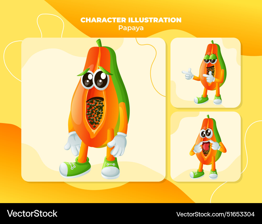 Cute papaya characters with different facial Vector Image