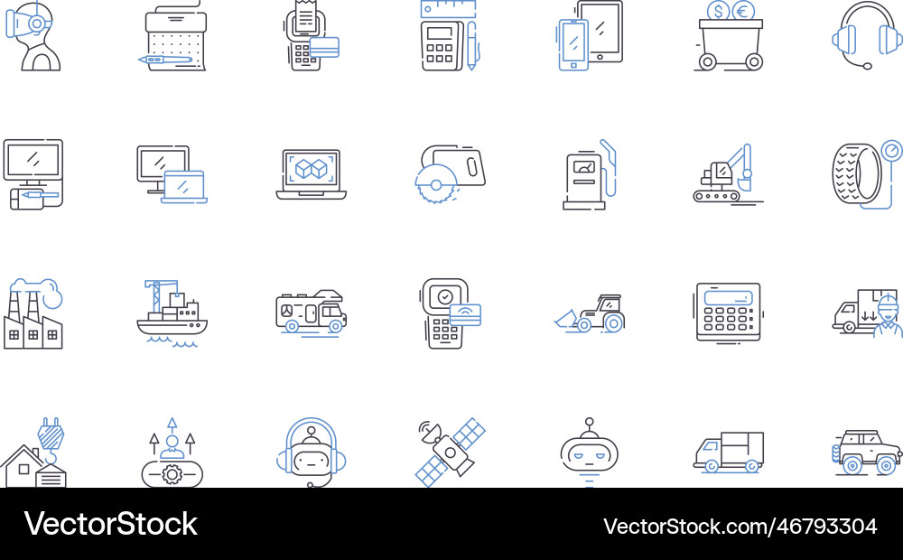 Engines line icons collection combustion pistons Vector Image