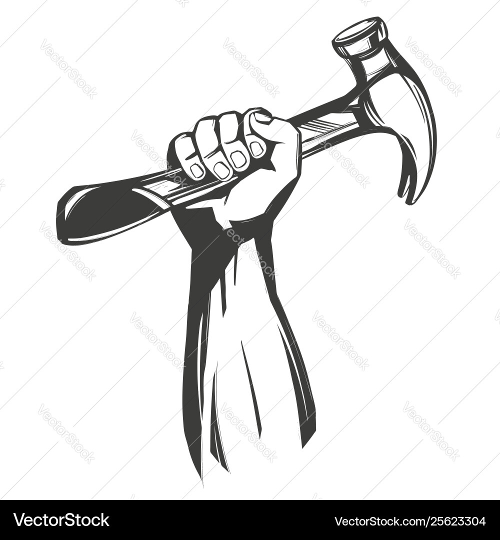 Hand holding a hammer tools icon cartoon Vector Image