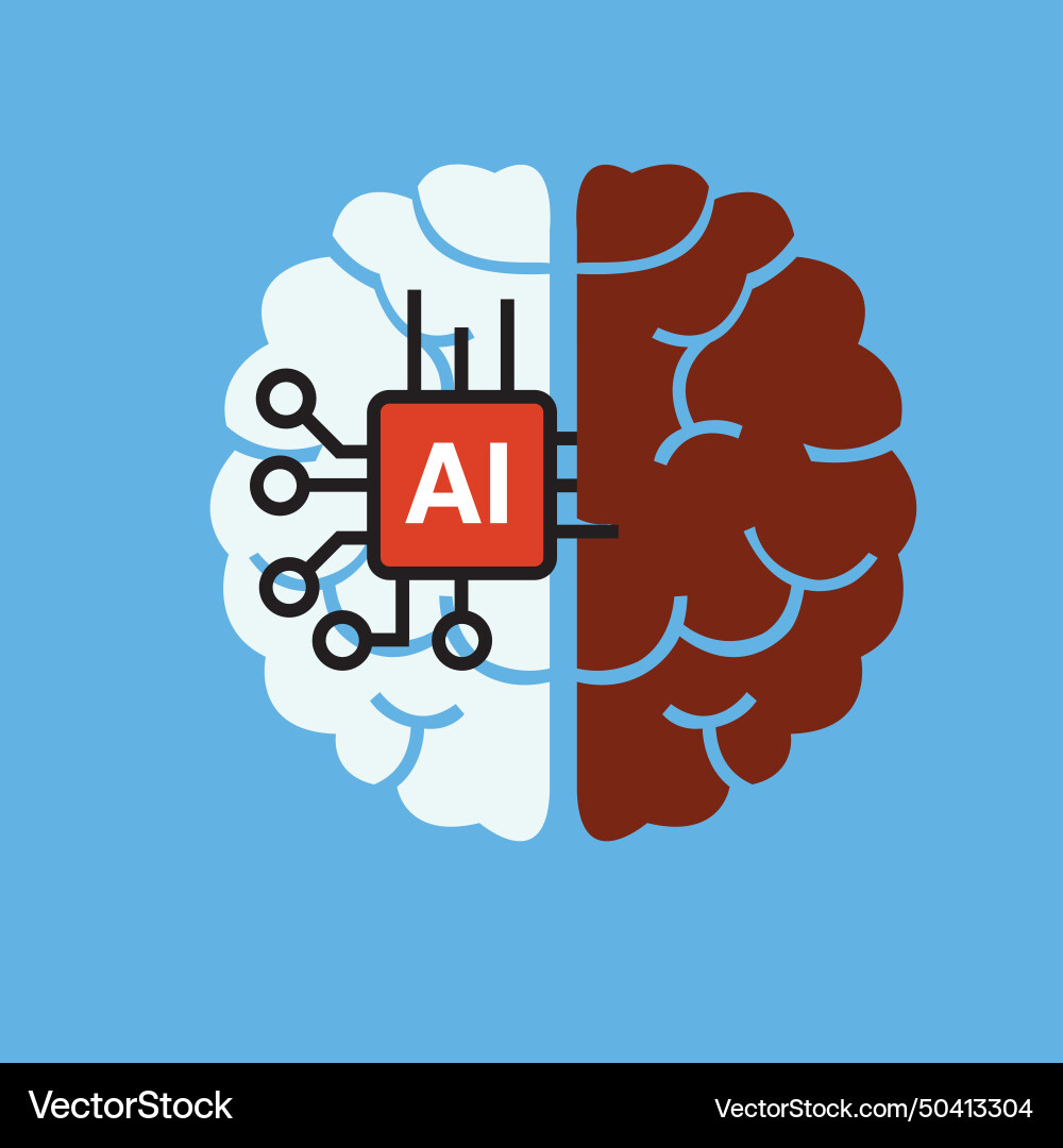 Human head tech icon ai chip technological brain Vector Image