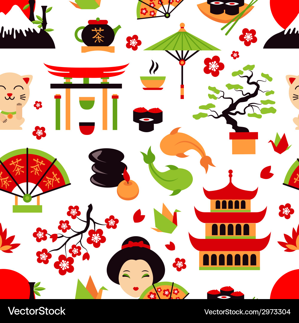 Japan seamless pattern Royalty Free Vector Image