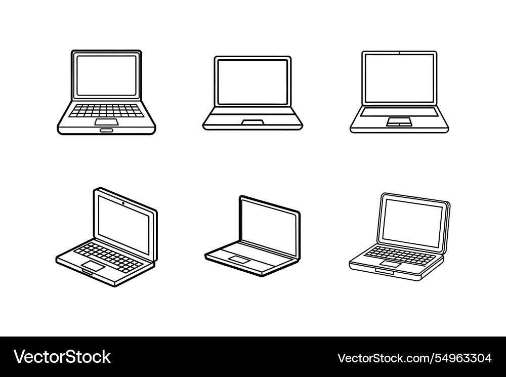 Laptop Icon - Line Art Style Royalty Free Vector Image