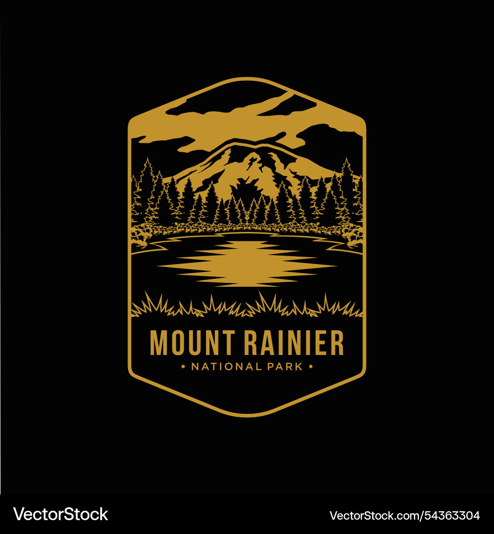 Line art mount rainier national park patch logo Vector Image
