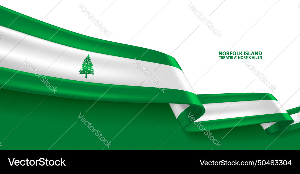 Norfolk island 3d ribbon flag Royalty Free Vector Image
