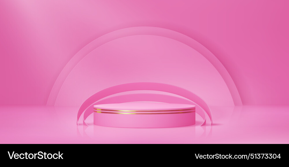 Pink podium stage realistic round pedestal Vector Image