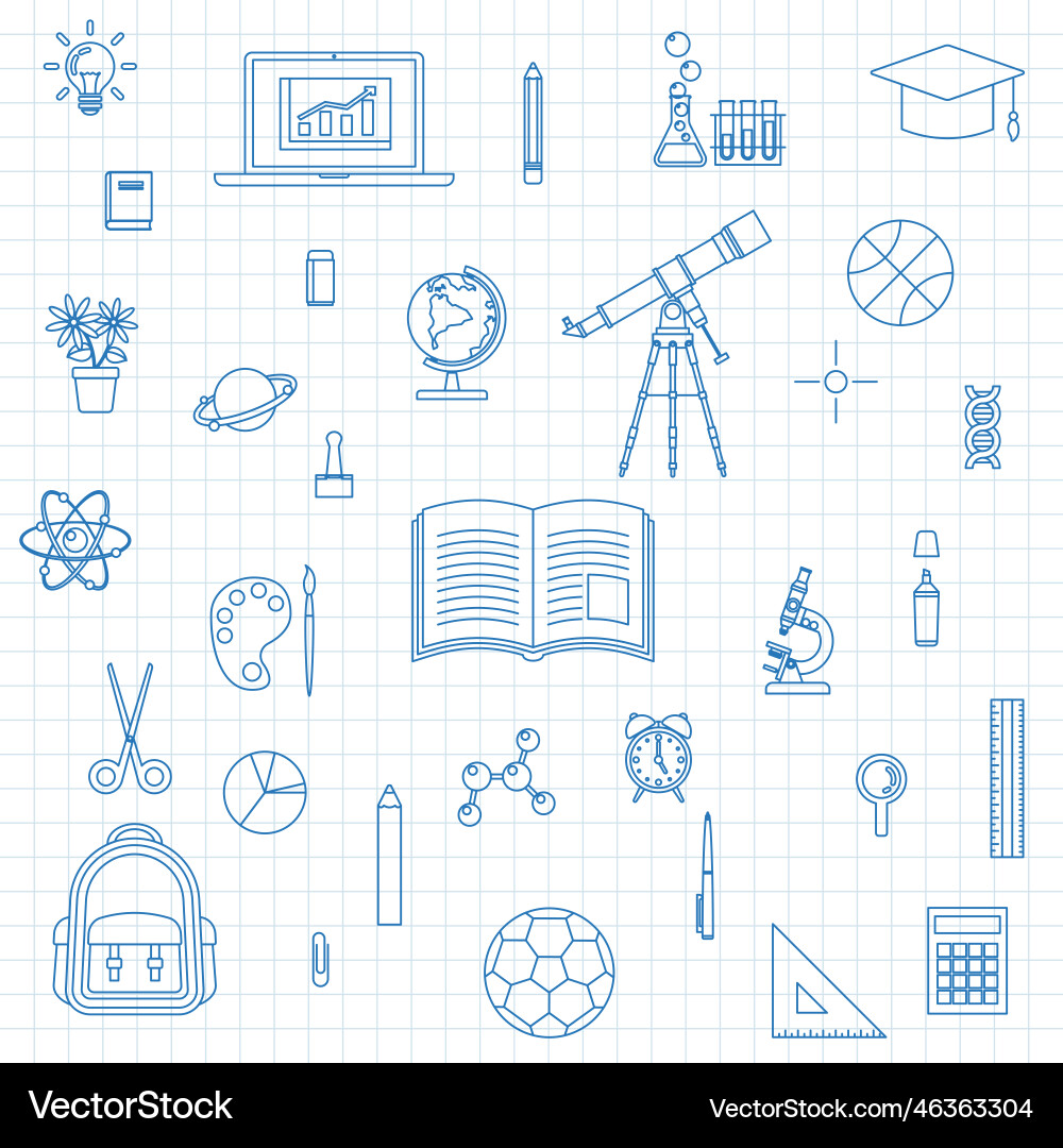 School elements line art Royalty Free Vector Image