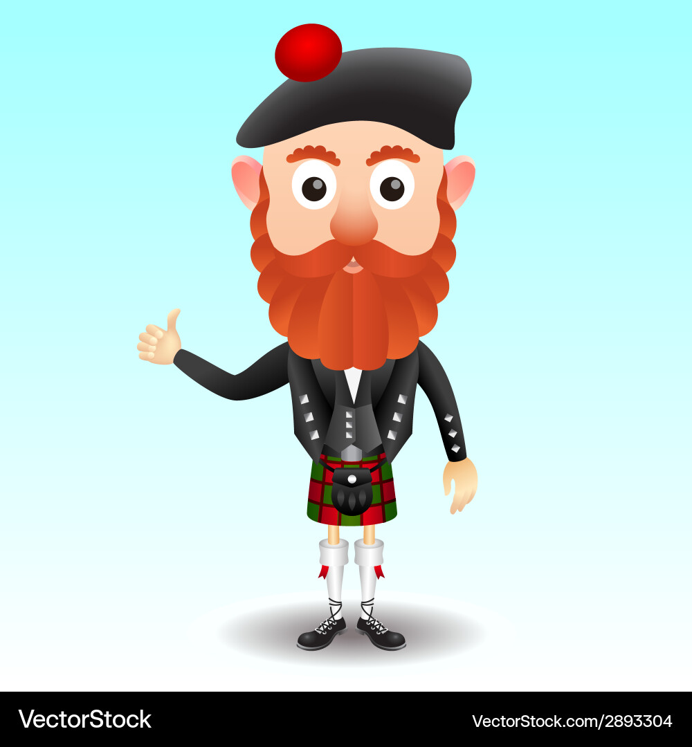 Scottish character in kilt Royalty Free Vector Image