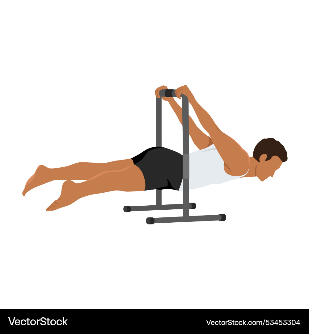 Young man doing back lever calisthenics pose Vector Image