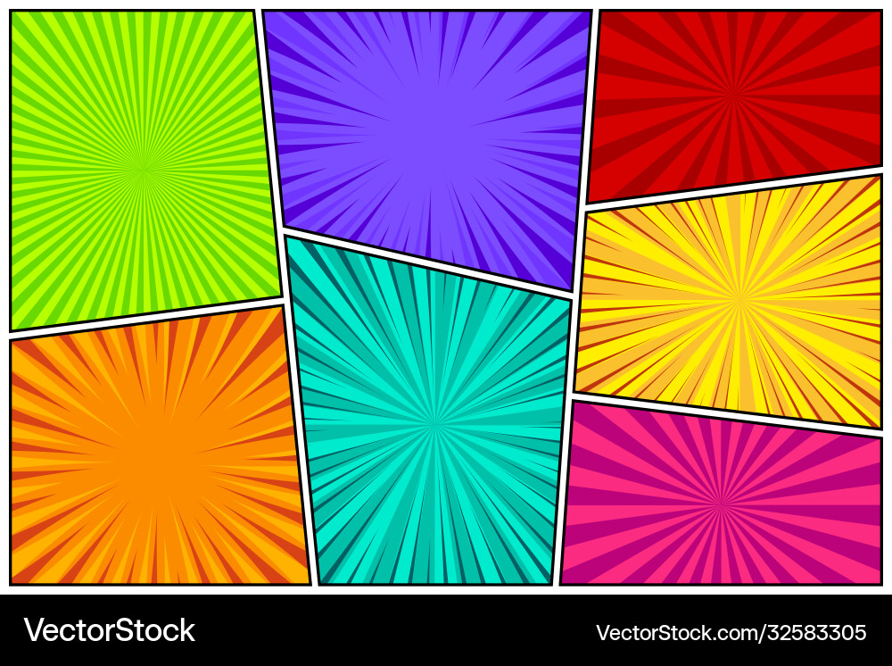 Cartoon comic backgrounds set comics book Vector Image