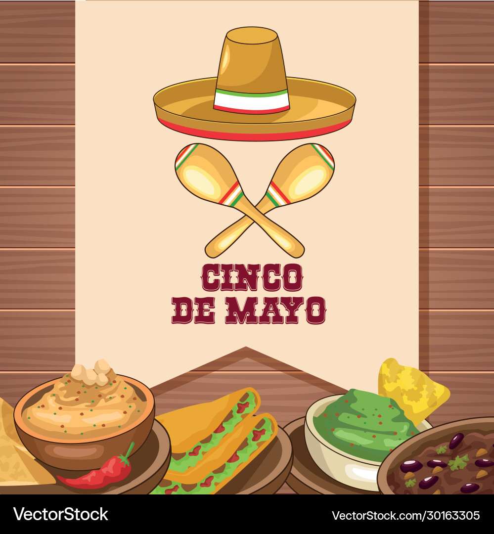 Cinco de mayo celebration with mexican food Vector Image