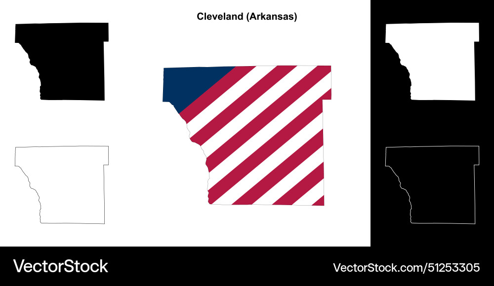 Cleveland outline map Royalty Free Vector Image