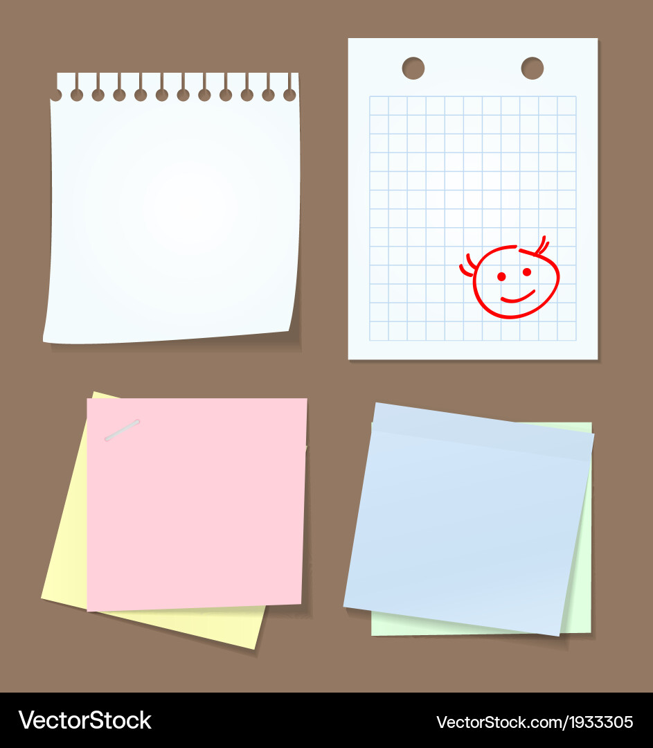 Collection of various note papers Royalty Free Vector Image