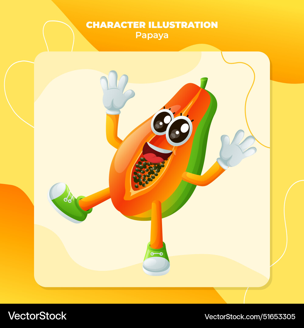 Cute papaya character smiling with a happy Vector Image
