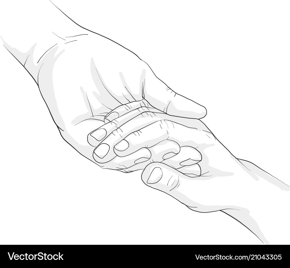 Hand holding together Royalty Free Vector Image
