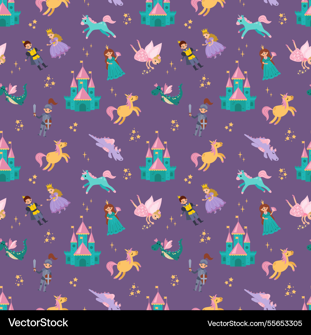 Princesses seamless pattern Royalty Free Vector Image
