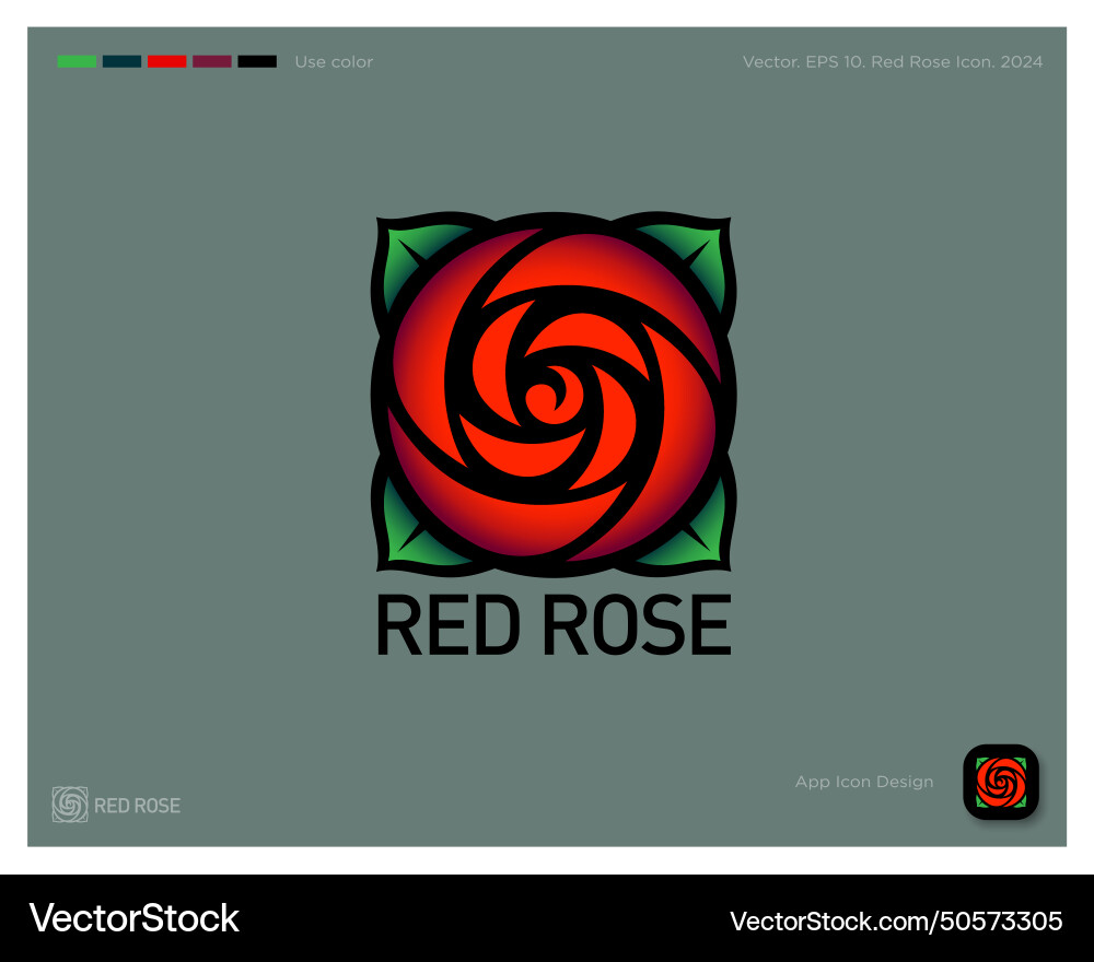 Rose logo colored glass stained red flower Vector Image