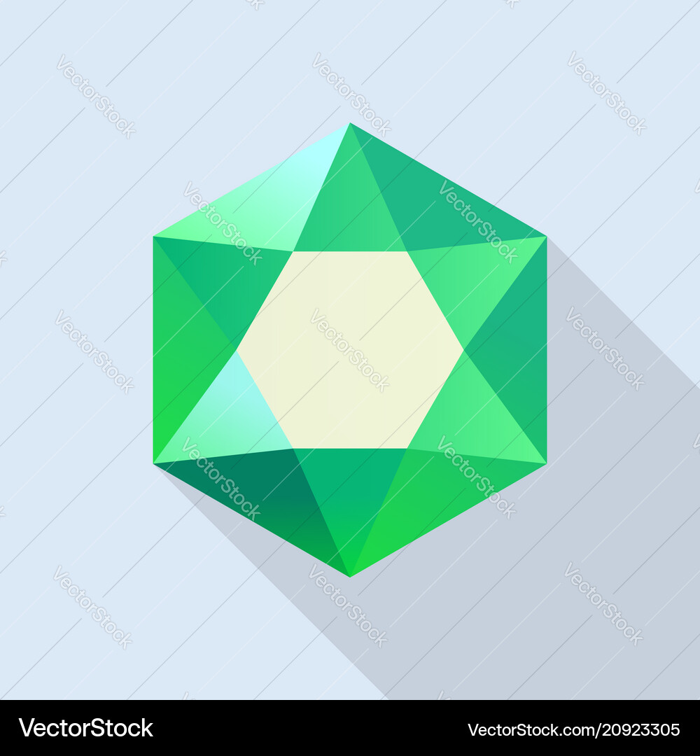 Shiny Emerald Icon - Gemstone Art Royalty Free Vector Image