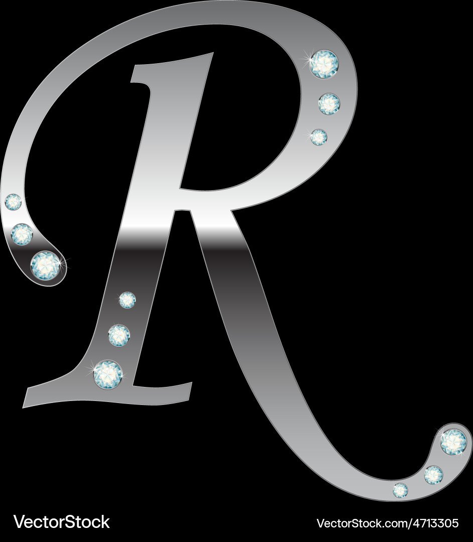 Silver metallic letter r Royalty Free Vector Image