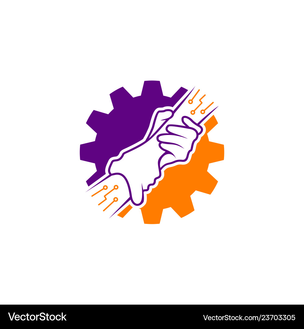 Tech Helping Hand Logo Concept Royalty Free Vector Image