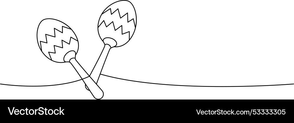Wood maracas one line continuous drawing mexican Vector Image