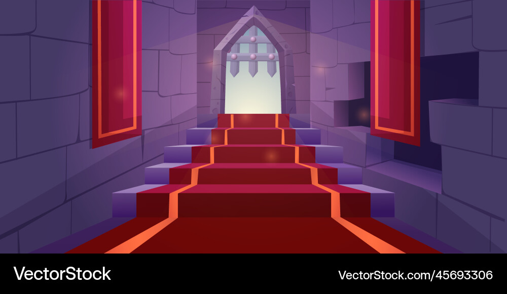 Brick castle wall dungeon stairs medieval Vector Image