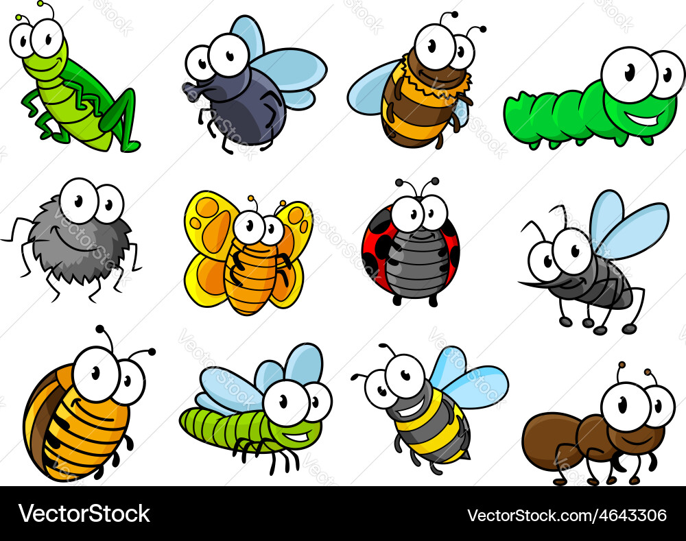 Cute Cartoon Insect Collection – Royalty-Free Vector | VectorStock