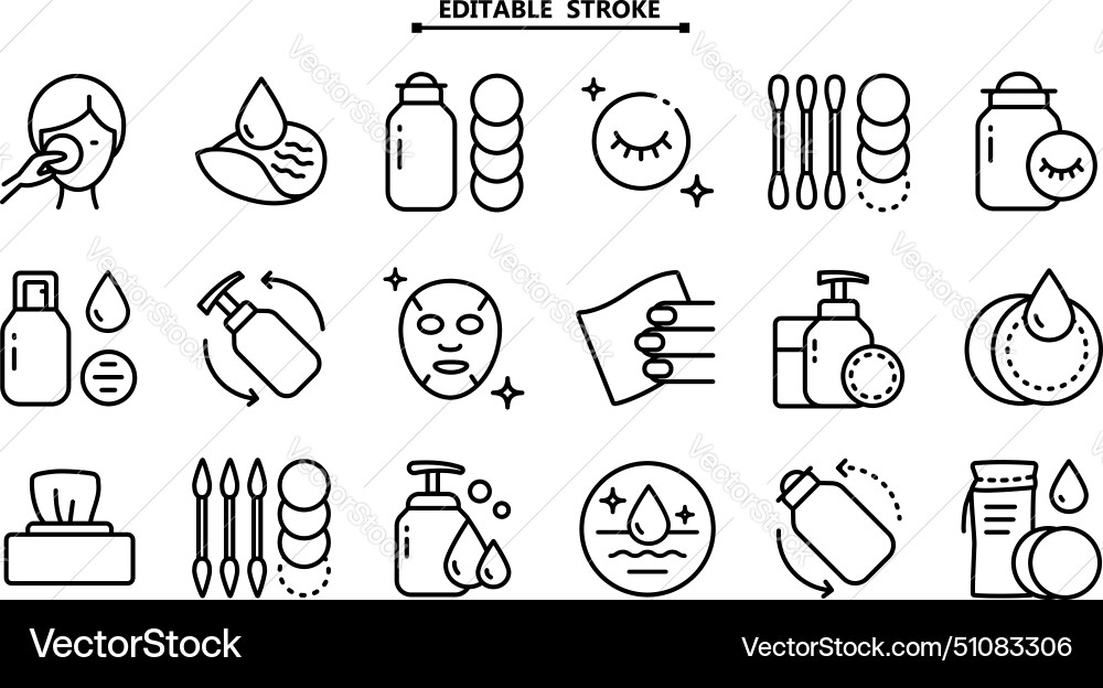 Facial make up removal concept editable stroke Vector Image