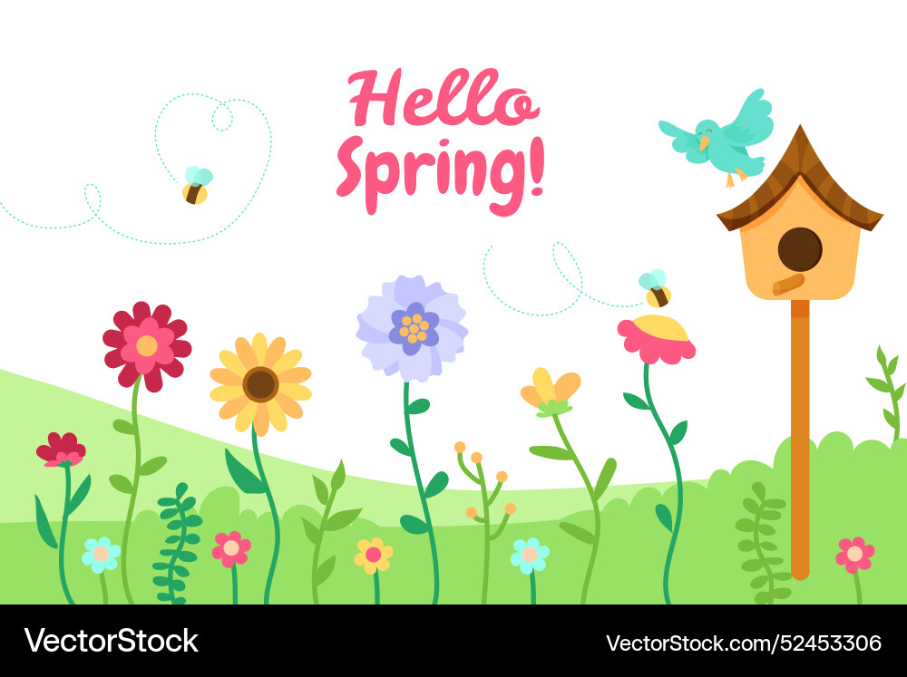 Flat spring background Royalty Free Vector Image