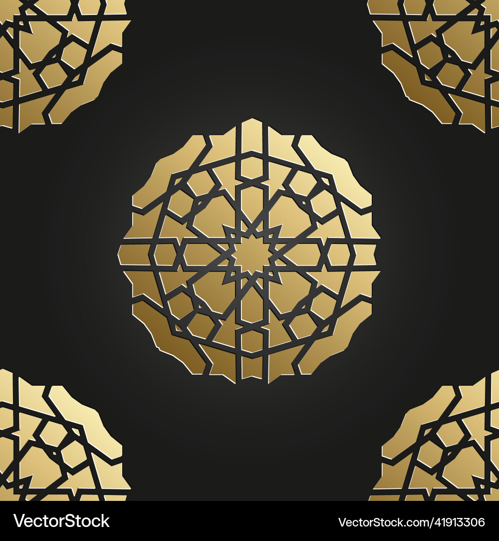 Gold seamless islamic pattern with radial ornament