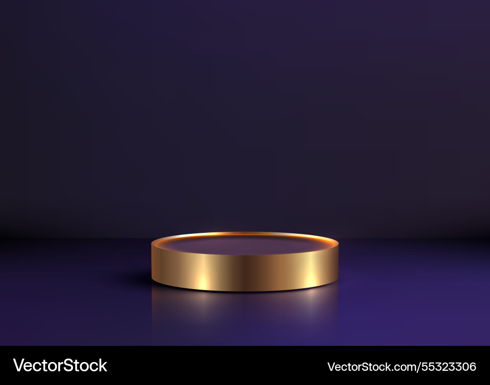 Minimalist golden cylinder platform on purple Vector Image