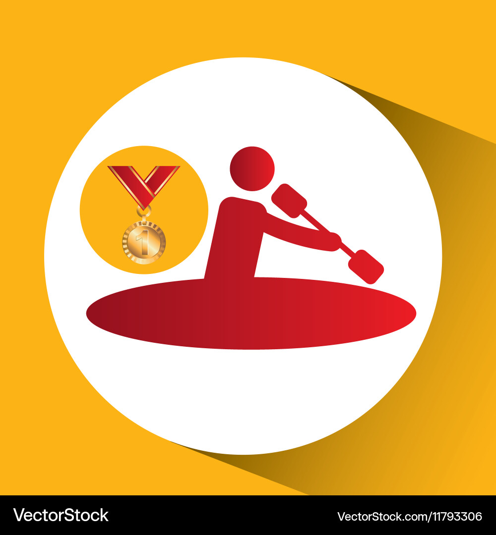 Olympic gold medal canoe rowing Royalty Free Vector Image