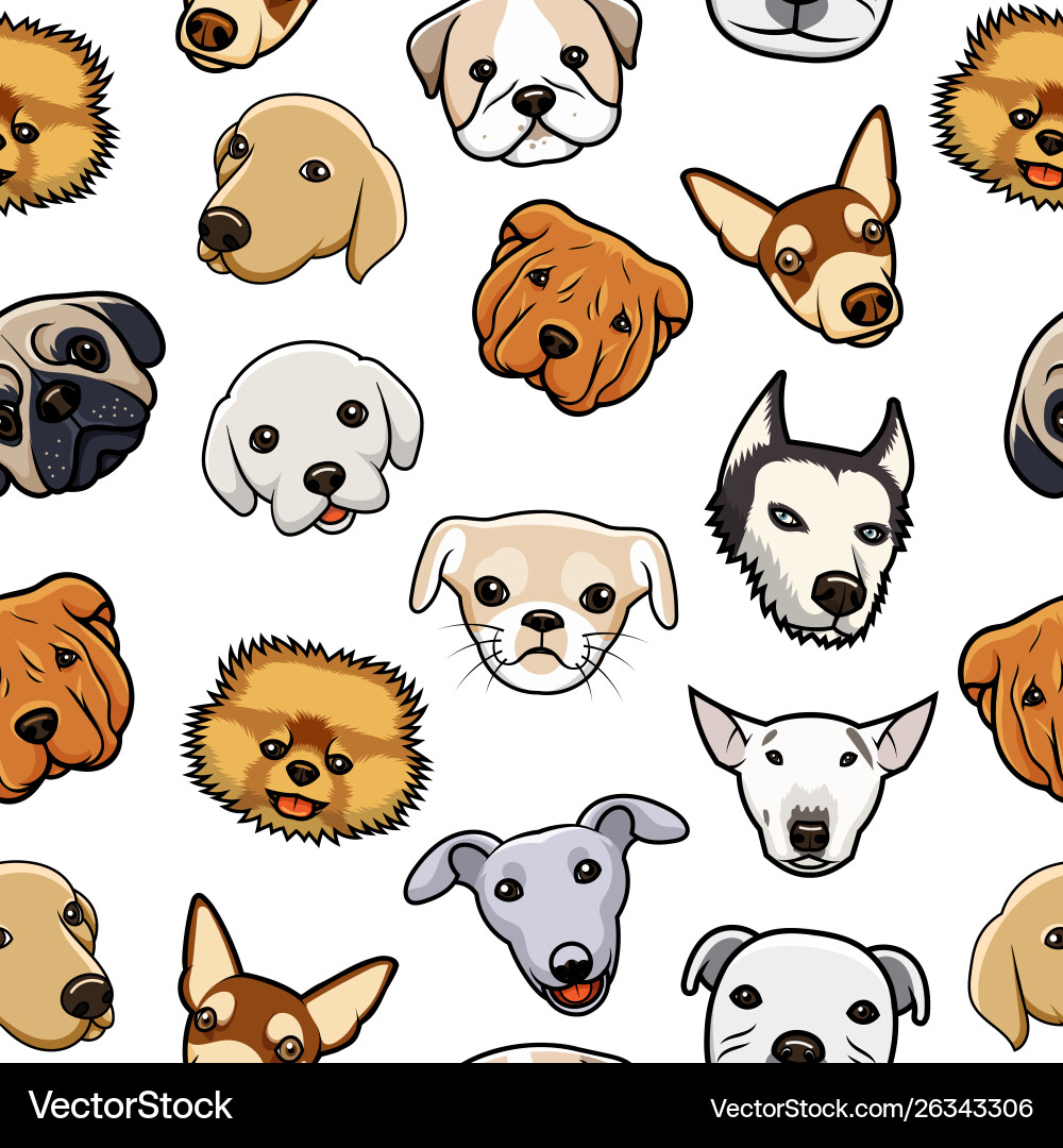Seamless dog head pattern Royalty Free Vector Image