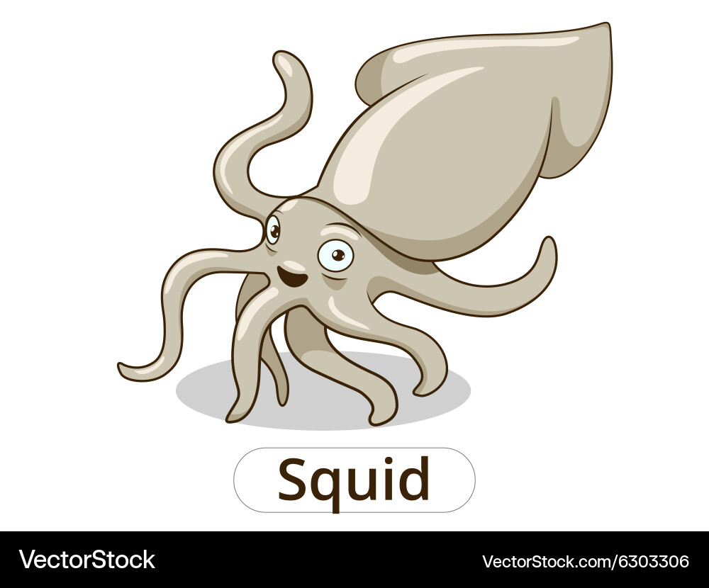 Squid underwater animal cartoon Royalty Free Vector Image