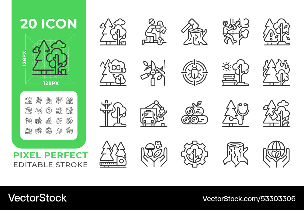 Tree services linear icons set Royalty Free Vector Image Tree services linear icons set Royalty Free Vector Image