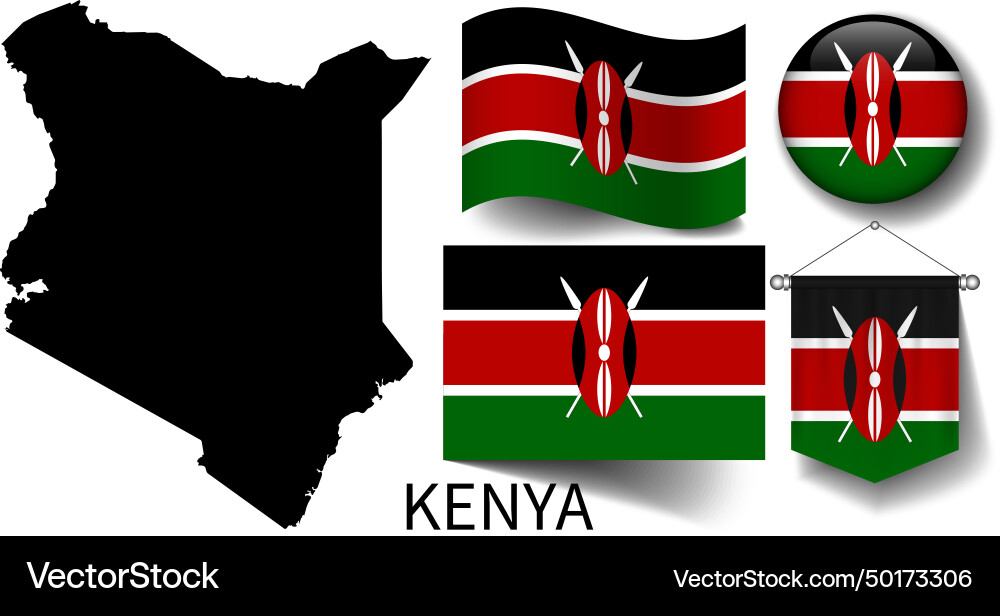 Various patterns of the kenya national flags Vector Image