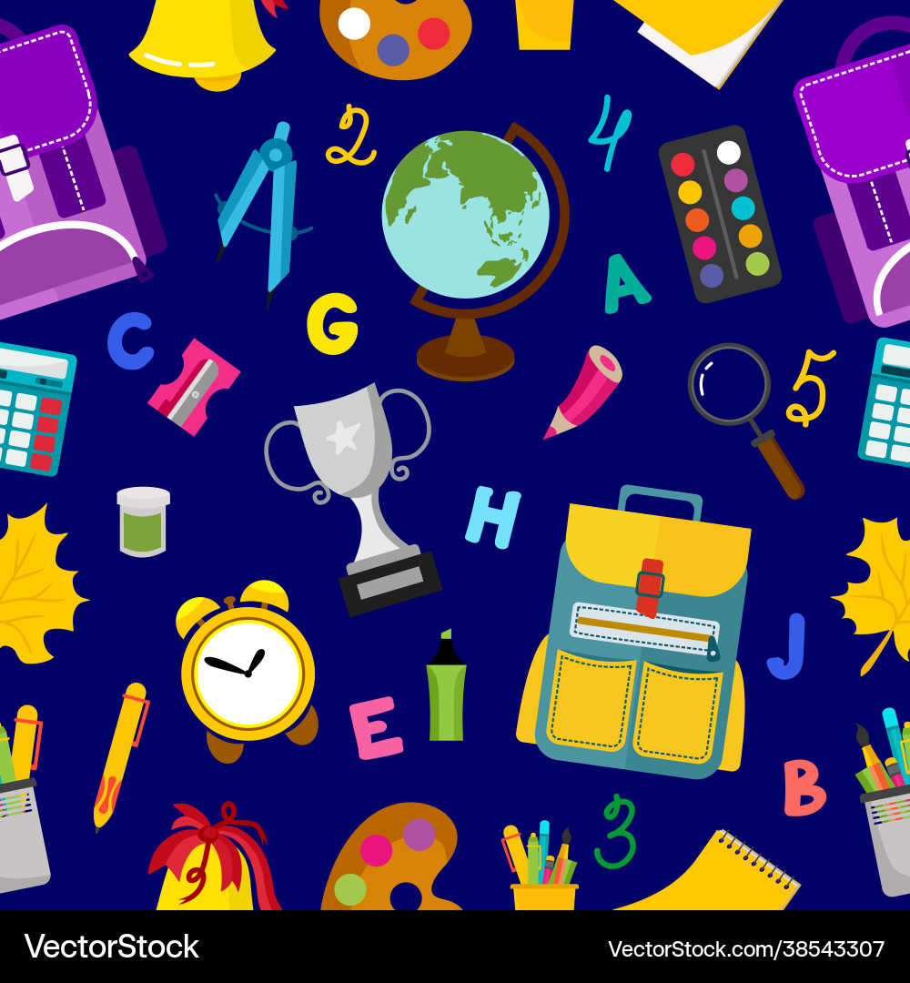 A colorful pattern on school theme Royalty Free Vector Image