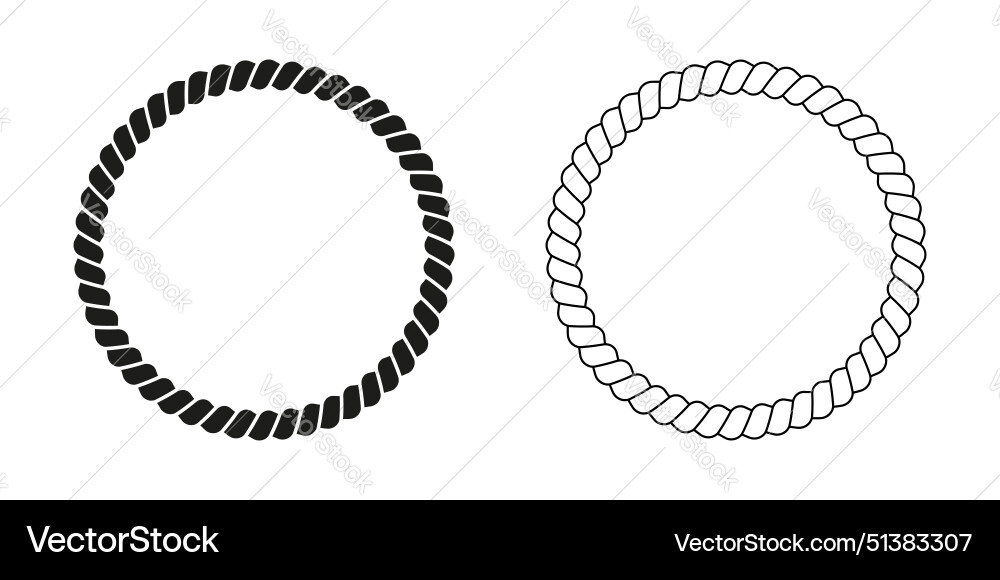 Black and white round rope frames circular jute Vector Image